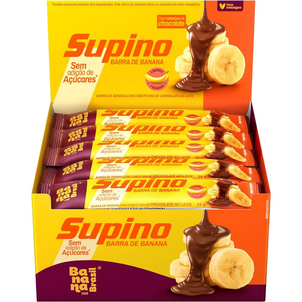 Barra Supino Frutas Zero Banana e Chocolate ao Leite Caixa com 20 ...