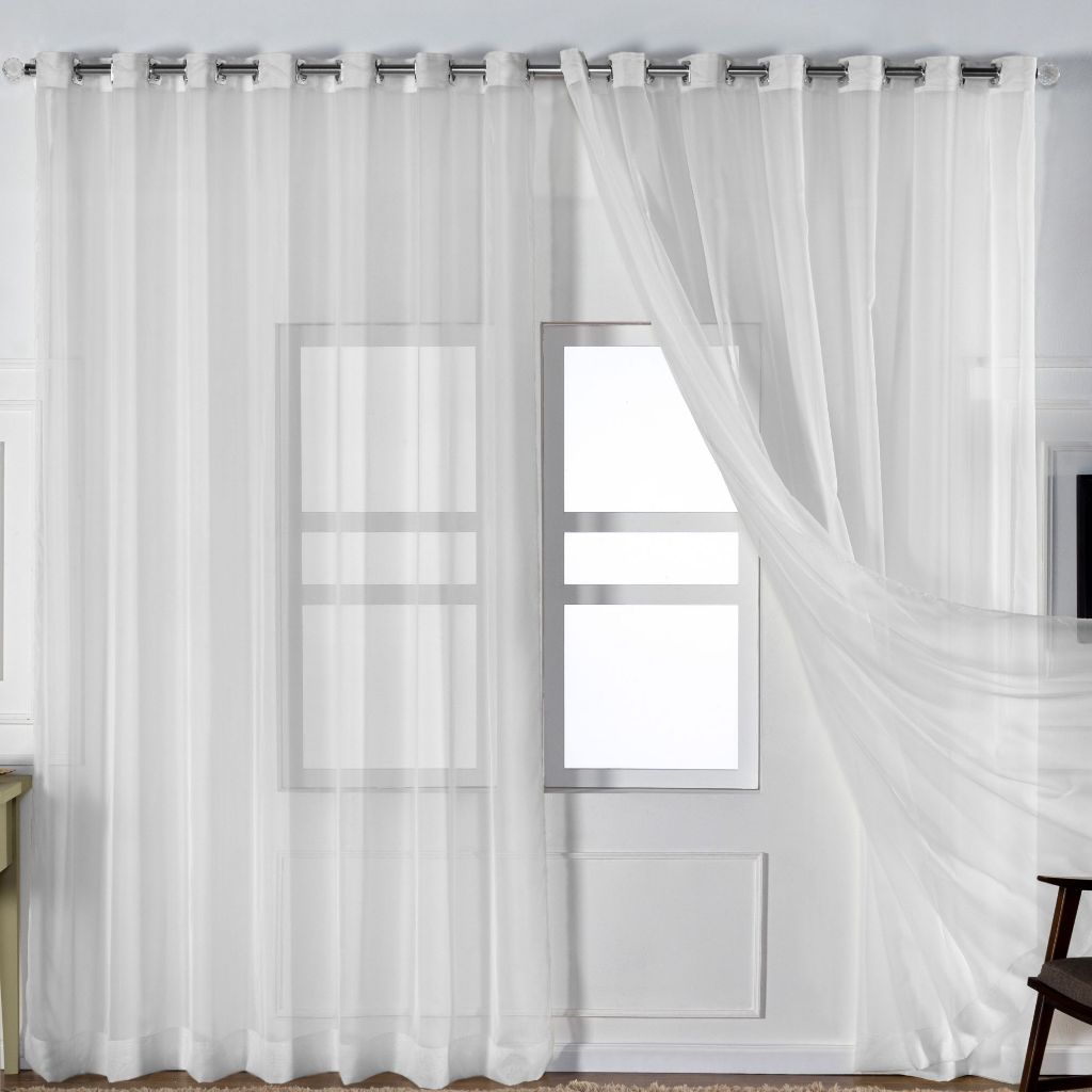 Cortina De Voal Quarto E Sala Voil 4,00 X 2,80 Ilhós Cromado | Shopee ...