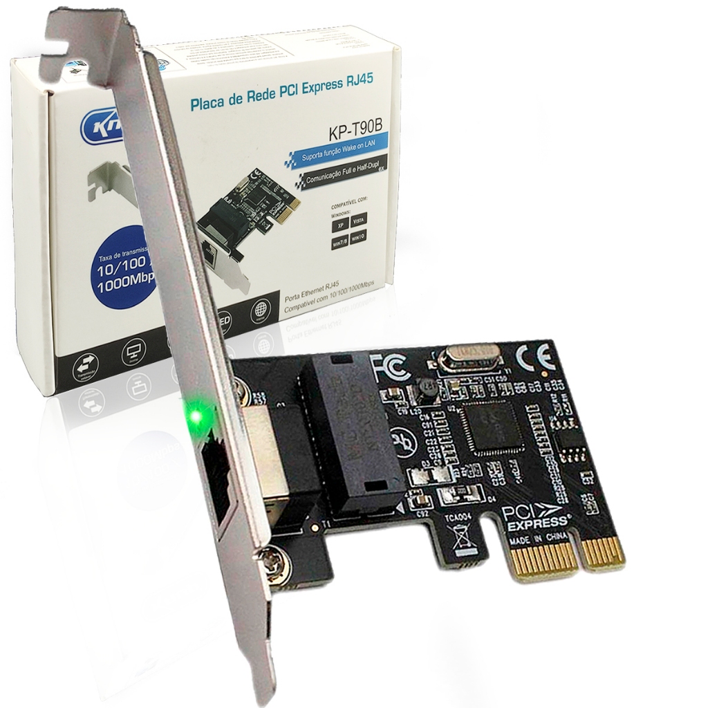 Placa De Rede Gigabit Pci-express Pcie X1 10/100/1000 Mb/s Rj45 1000megas de Velocidade ...