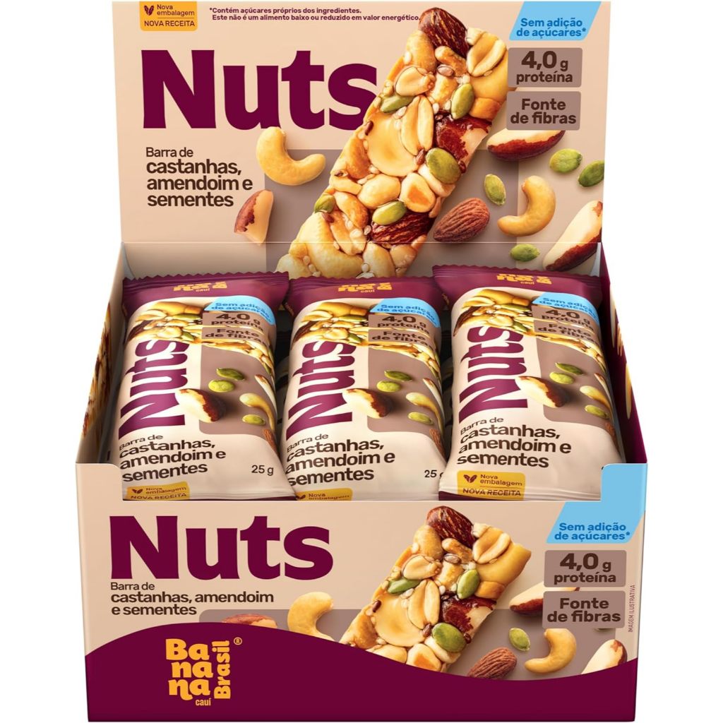 Barra Nuts Castanhas e Sementes Caixa com 12 unidades de 25g Banana ...