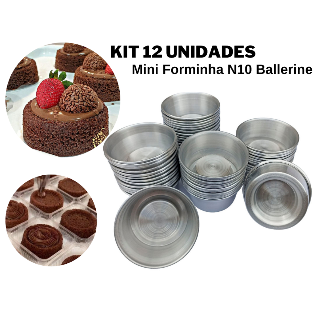 Kit 12 Mini Formas Nº10 Bolo Vulcão Piscininha Ballerine Para Doces ...