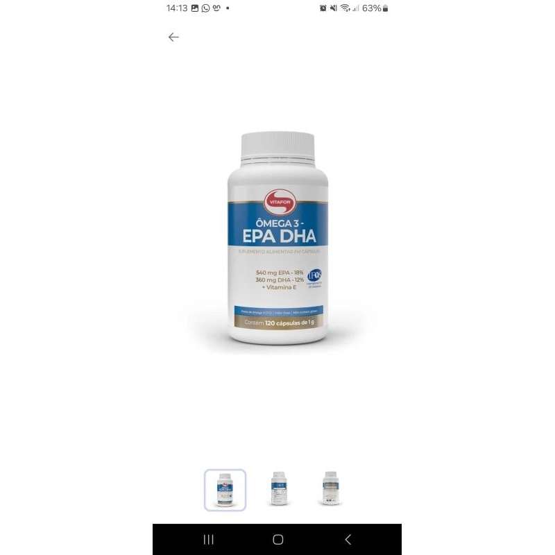 ÔMEGA 3 EPA DHA VITAFOR 1000MG COM 120 CáPSULAS | Shopee Brasil