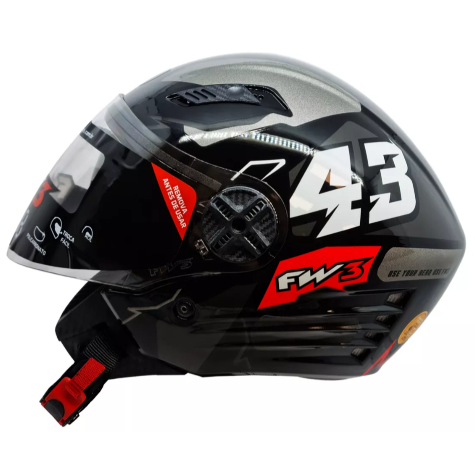 Capacete Fw3 X Open Up 43 Grafite Com Óculos | Shopee Brasil