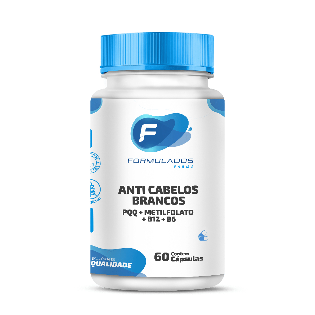 Anti Cabelos Brancos PQQ 10mg + Metilfolato 5000mcg + B12 1000mcg + B6 15mg 60 cápsulas | Shopee ...