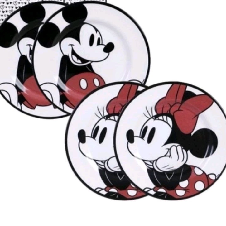 jogo de pratos jantar Mickey mouse e Minnie porcelana com 12 peças ...