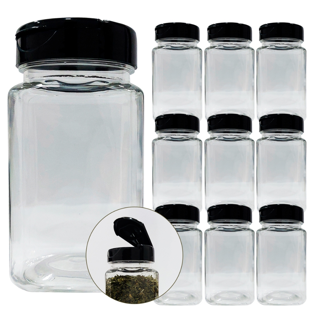 Pote para Tempero Quadrado 170ml Com Tampa Flip 10 Unidades - Escorrega ...