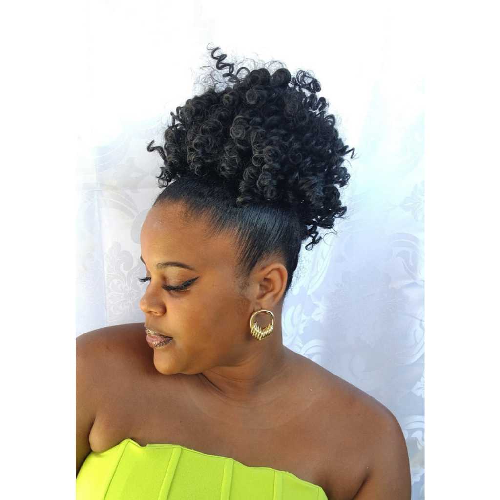Cabelo Afro puff Cacheado (PRETO 1B) | Shopee Brasil