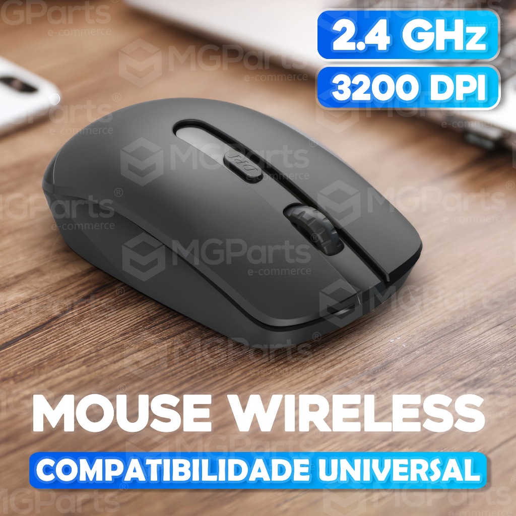 Mouse Sem Fio Wireless 3200Dpi Ajustável Alta Precisão Pegada ...
