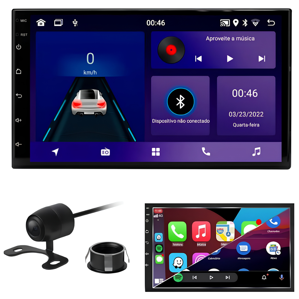 Central Multimidia Android 13 Android Auto carplay Sem fio 2GB Ram 32GB Memória Quadcore ...
