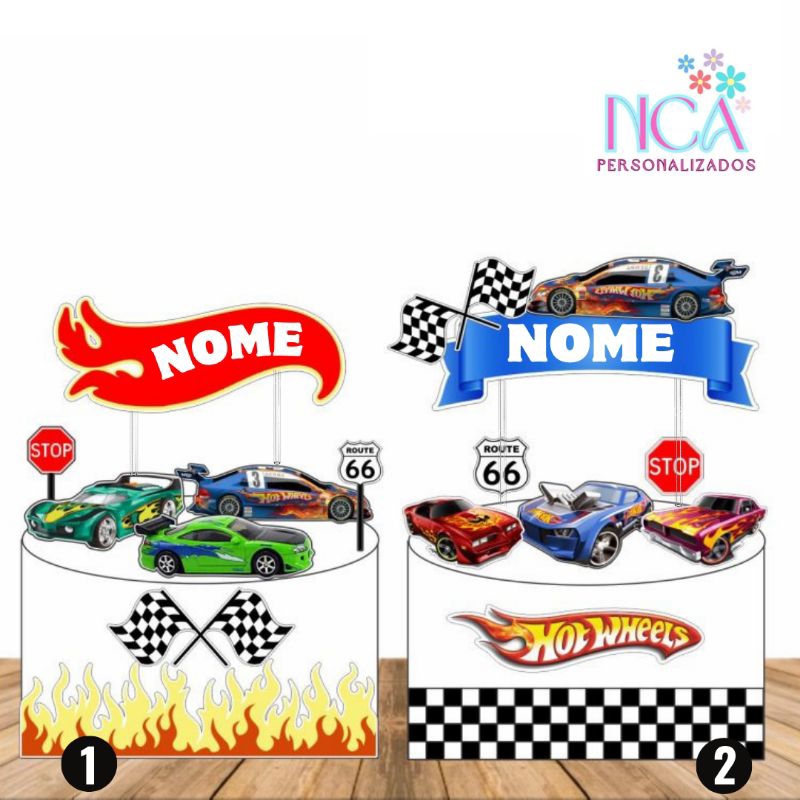 Topo Topper de Bolo HOT WHEELS (Personalizado com Nome e Idade conforme ...