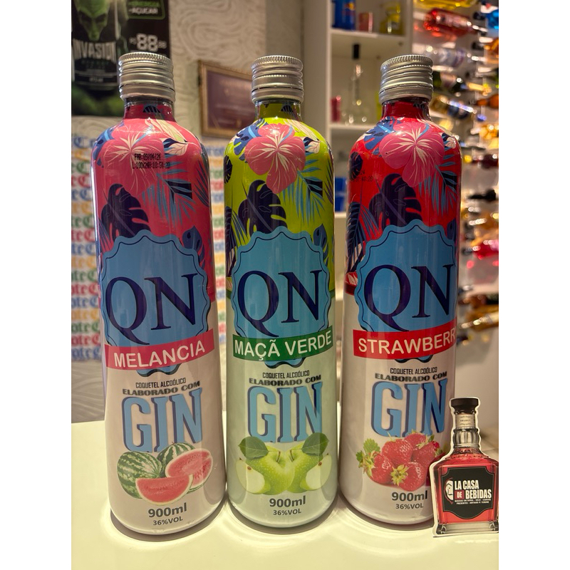 🟢 Gin QN melancia 🍉, maçã verde 🍏, strawberry 🍓 | Shopee Brasil