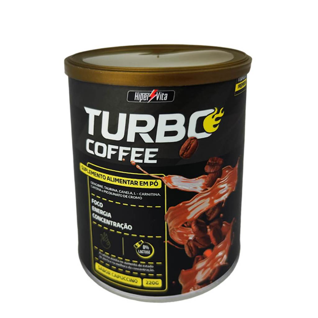Café Energético Turbo Coffee 220g Sabor Cappuccino Zero Lactose Foco ...
