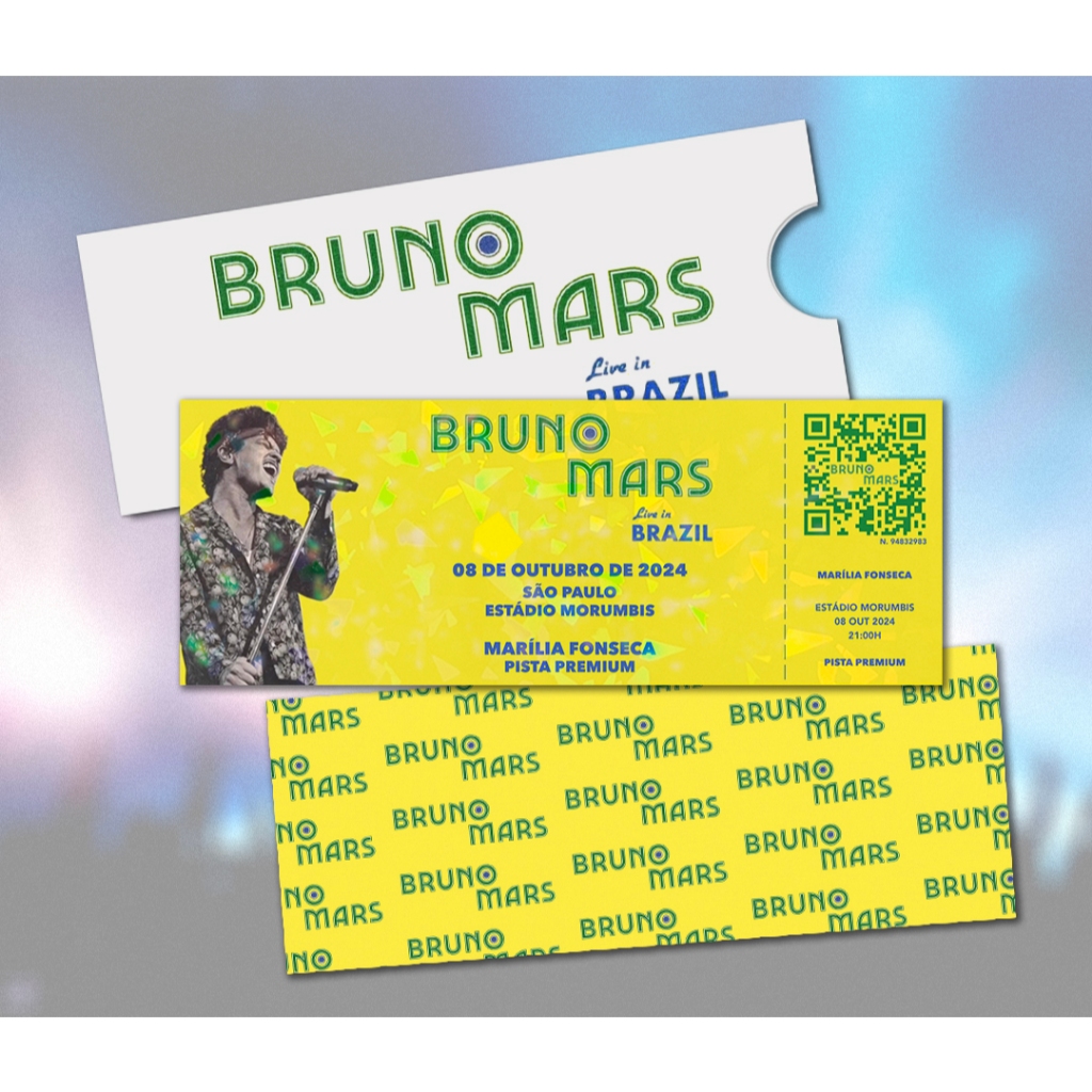 Ingresso Holográfico Personalizado - Bruno Mars 2024 | Shopee Brasil