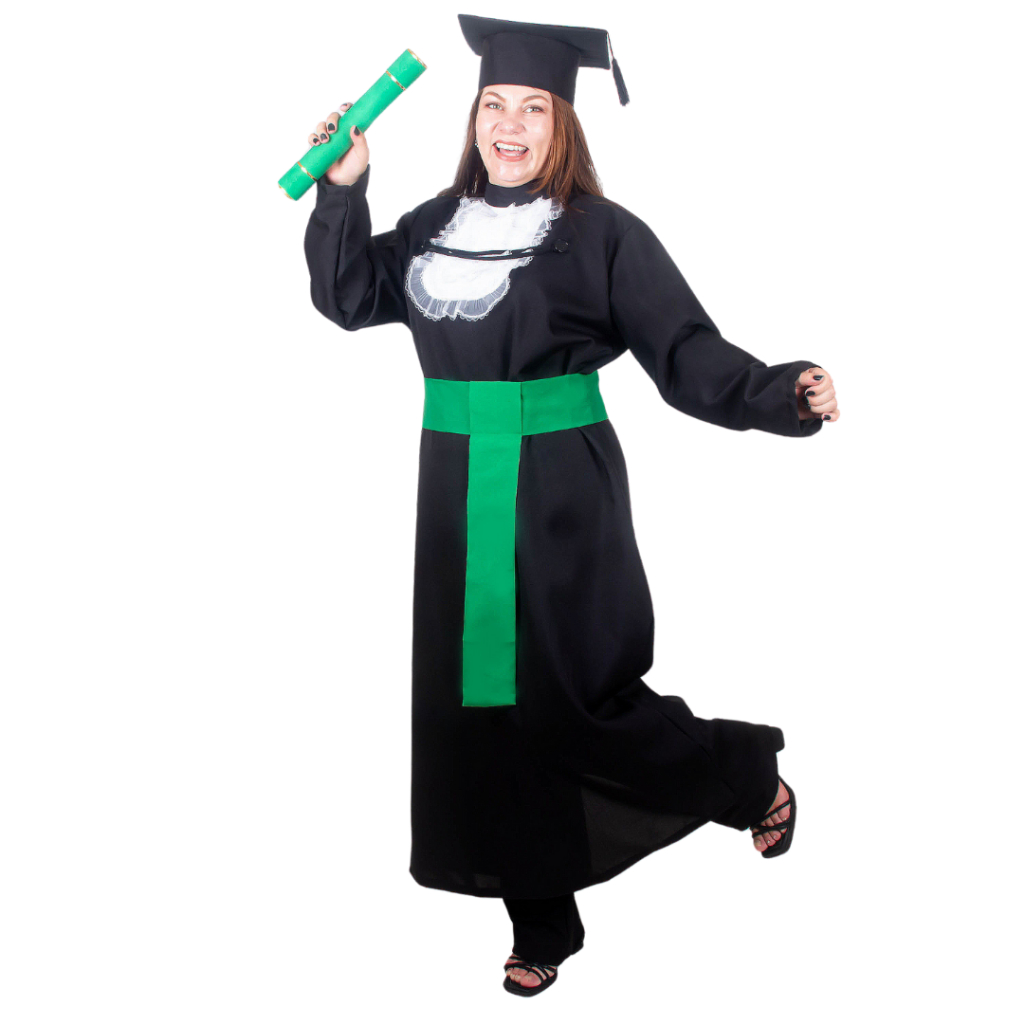 Beca de Formatura - Preto e Verde - Formatura Adulto completa com ...
