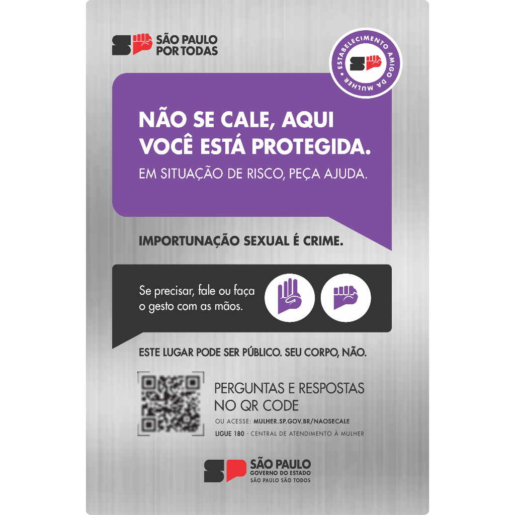 Placa Estabelecimento Amigo Mulher Protocolo Não Se Cale Por Todas SP ...