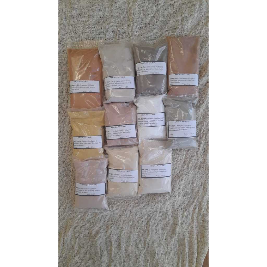 Argila Natural 10 Cores. 1kg de Argila para todos tipos de pele ...