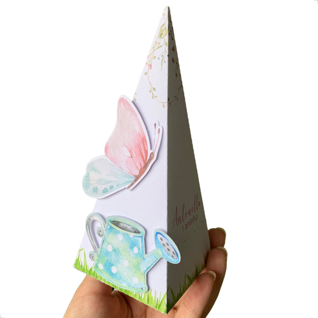 Caixa Pirâmide personalizada jardim encantado caixinhas para ...