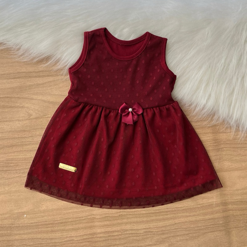 Vestido Infantil Vermelho de Tule Roupa Para Menina Tamanho 1 a 12 ...