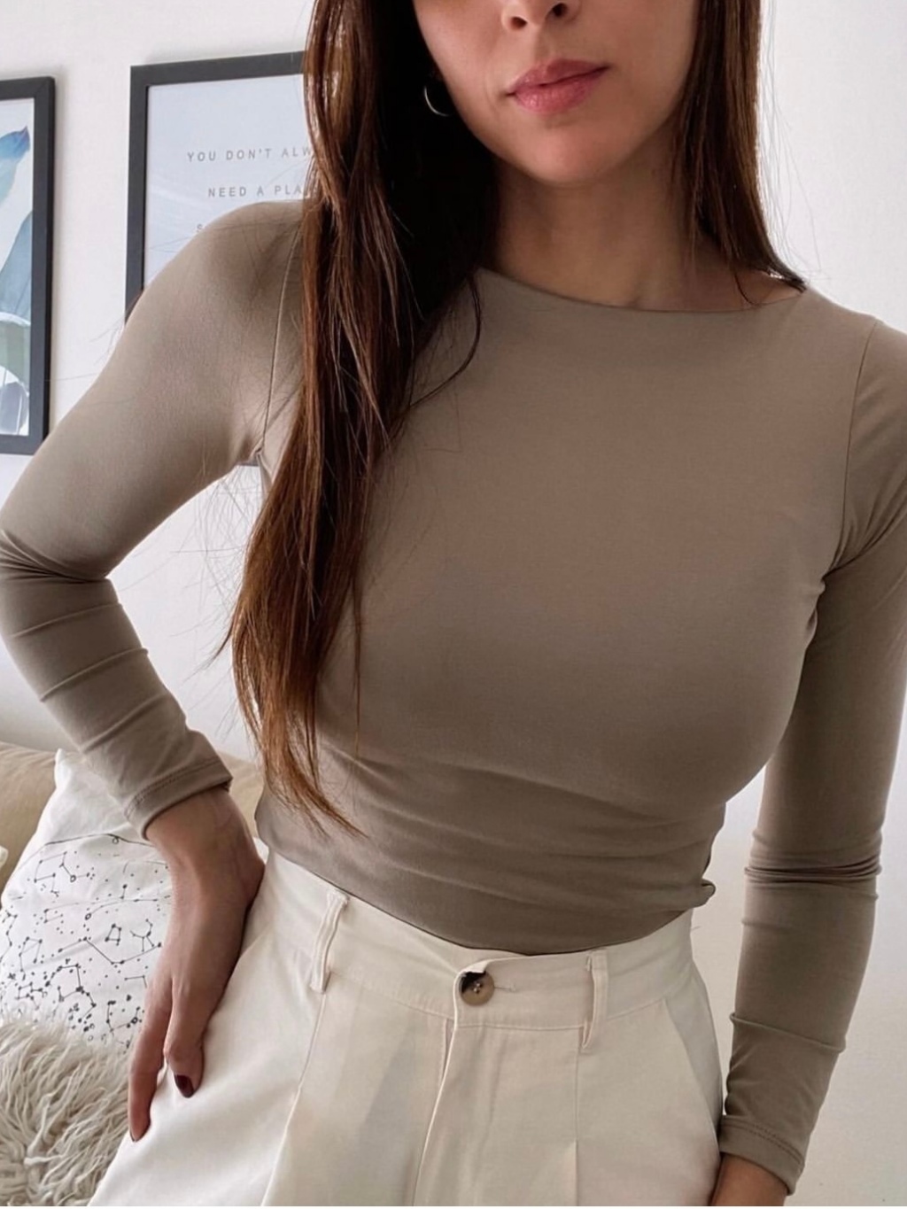 Body Collant Manga Longa Gola Baixa Estilo Canoa Moda | Shopee Brasil