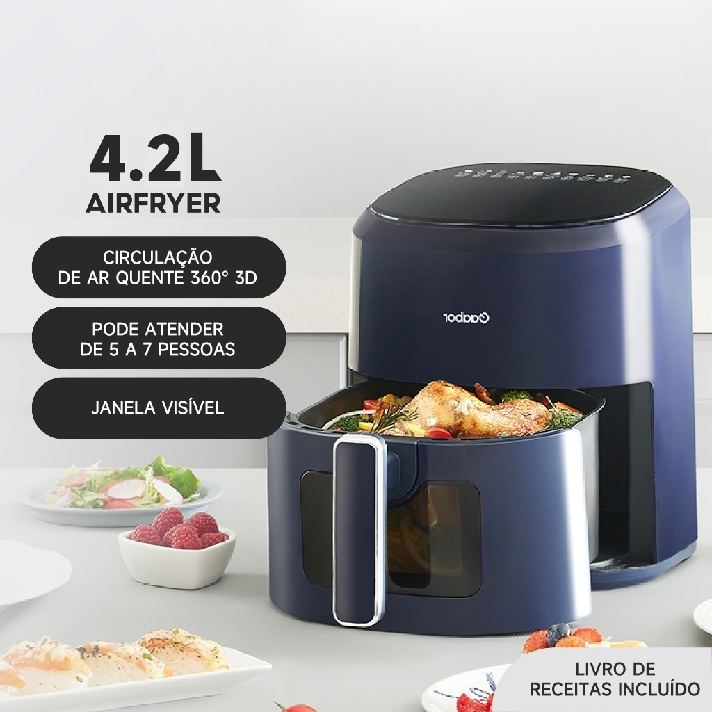 Fritadeira Air Fryer Gaabor Elétrica 4,2L Visor Transparente 127V/220V ...