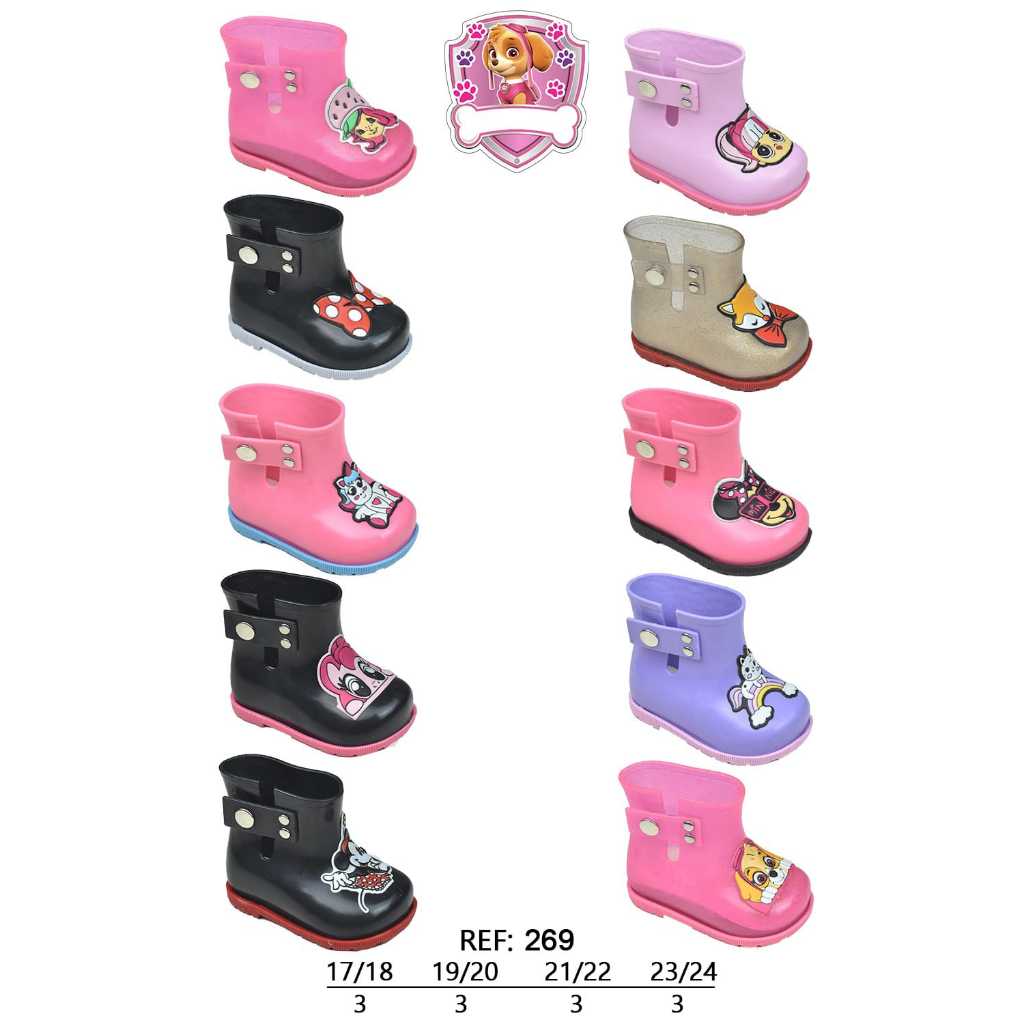 Kit botinha infantil meninas personagens 12 pares mesclados | Shopee Brasil