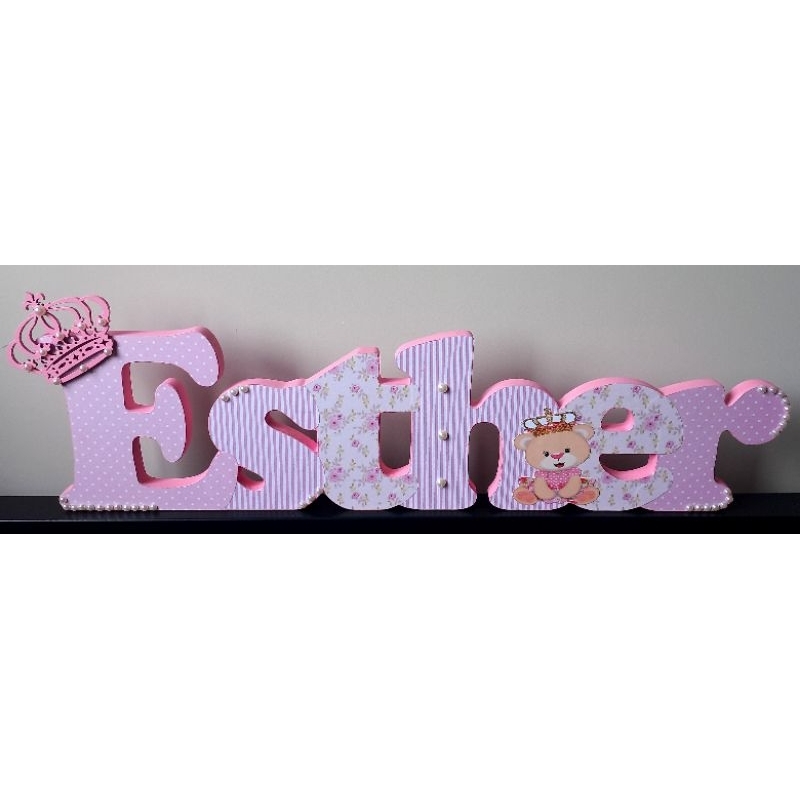 Esther - nome em mdf decorado - letras decoradas - letras ...