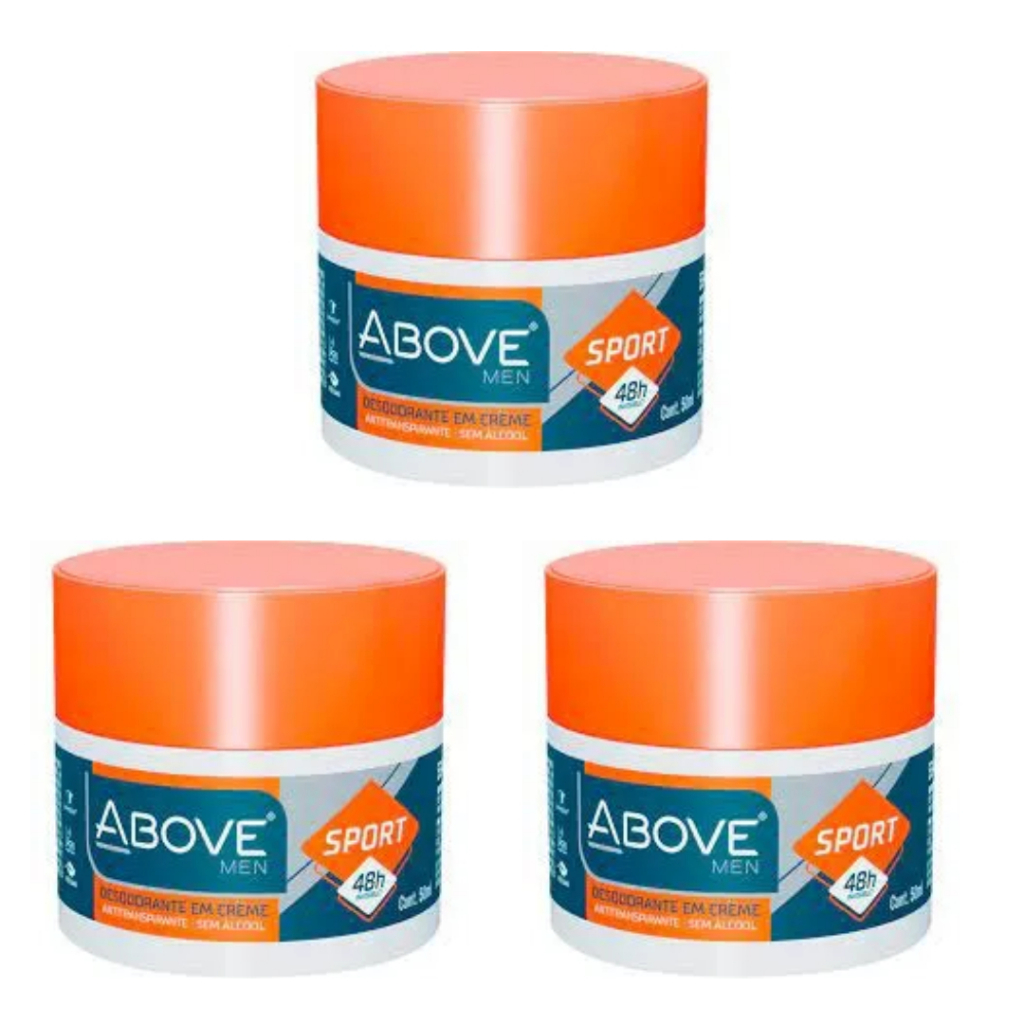 KIT 3 DESODORANTE CREME ABOVE 50G | Shopee Brasil