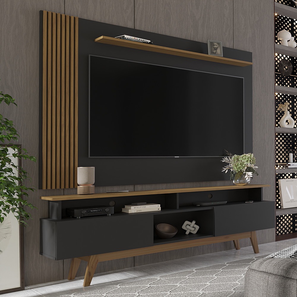 Rack com Painel Ripado para TV até 70 Polegadas 2 Gavetas Grécia 180cm ...