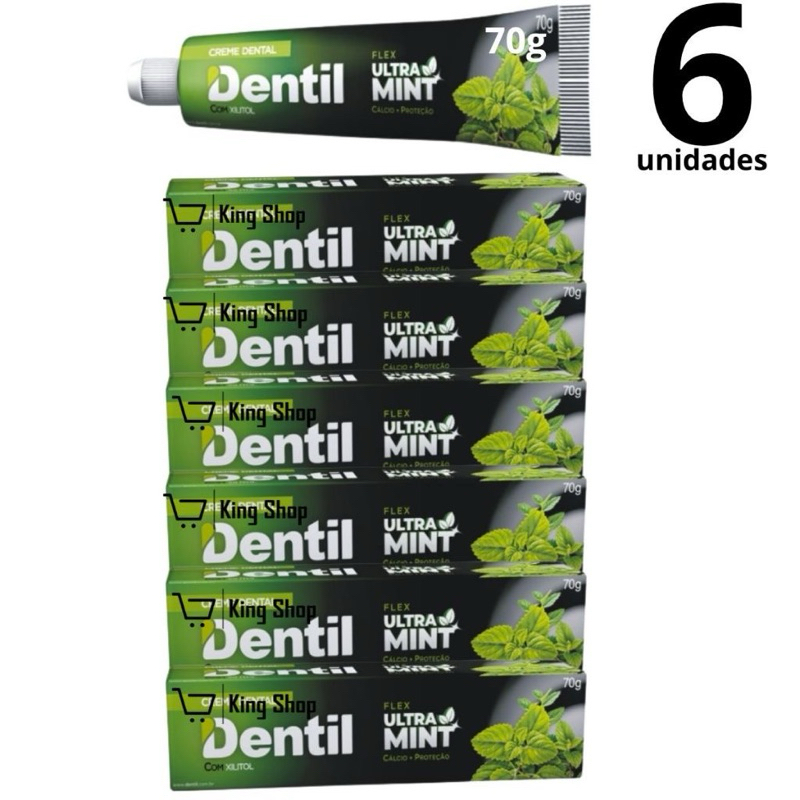 Kit Creme Dental Dentil Ultra Mint Sem Flúor 70g c/ Xilitol | Shopee Brasil
