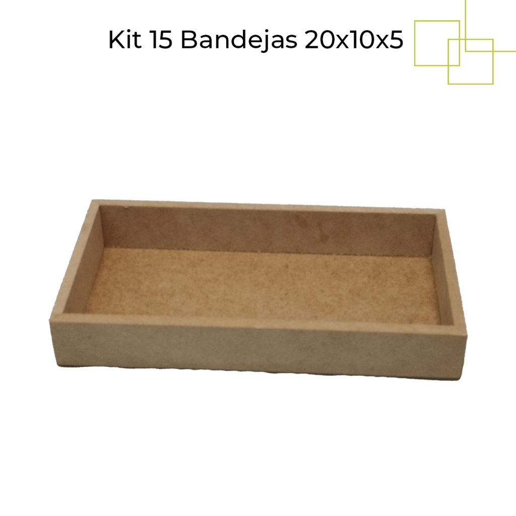 Kit 15 Bandeija Artesanato em MDF Bandeja Retangular Lisa 20x10x3 6 mm ...