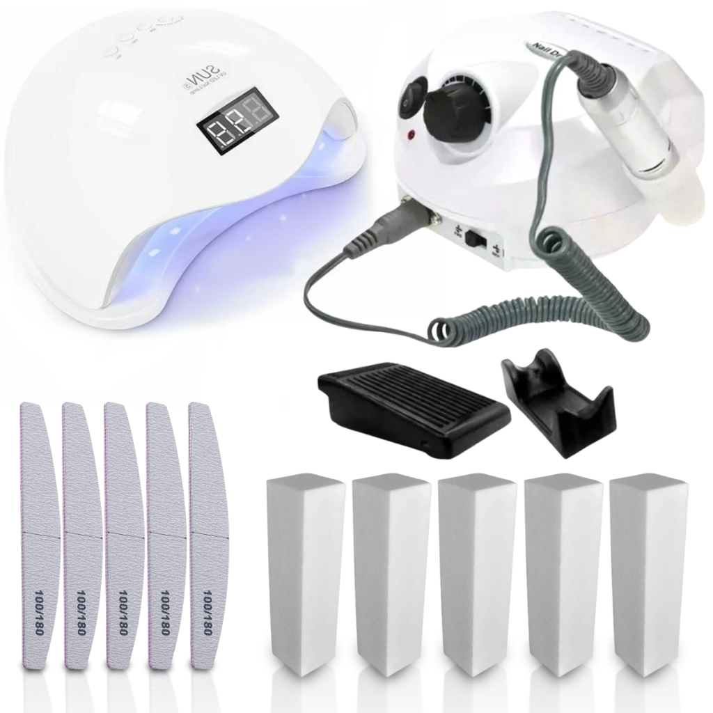 Kit Lixadeira Porquinho Nail Drill 50.000 RPM Bivolt, Cabine Sun 5, 5 ...