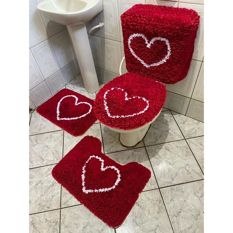 Kit Luxo Banheiro: 5 ou 4 Peças tapetes fru fru exclusivos para ...
