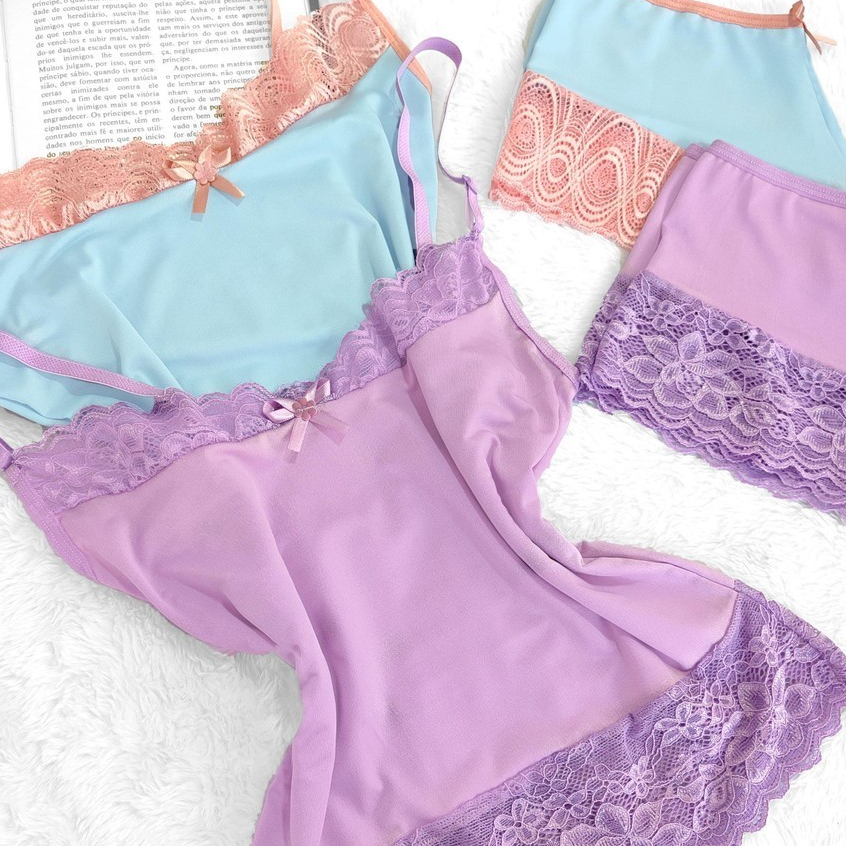 Kit 2 Baby Doll Feminino Rosa/Violeta KBBD0233 | Shopee Brasil