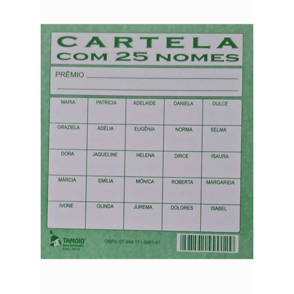 Kit De Cartelas De Rifa De 100, 50 E 25 Nomes | Shopee Brasil