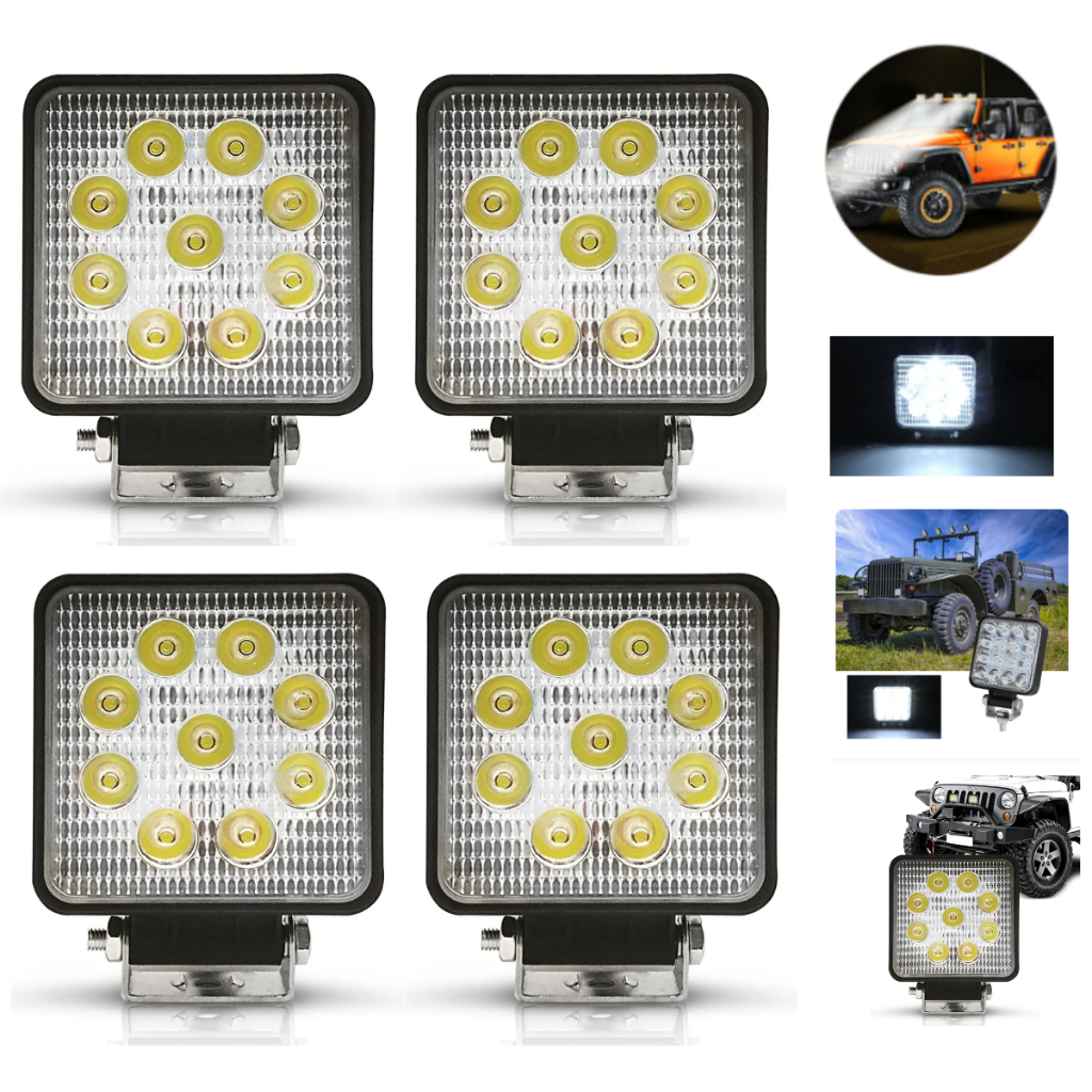 4 Farol De Milha Led super branco forte Auxiliar Quadrado Mini ...
