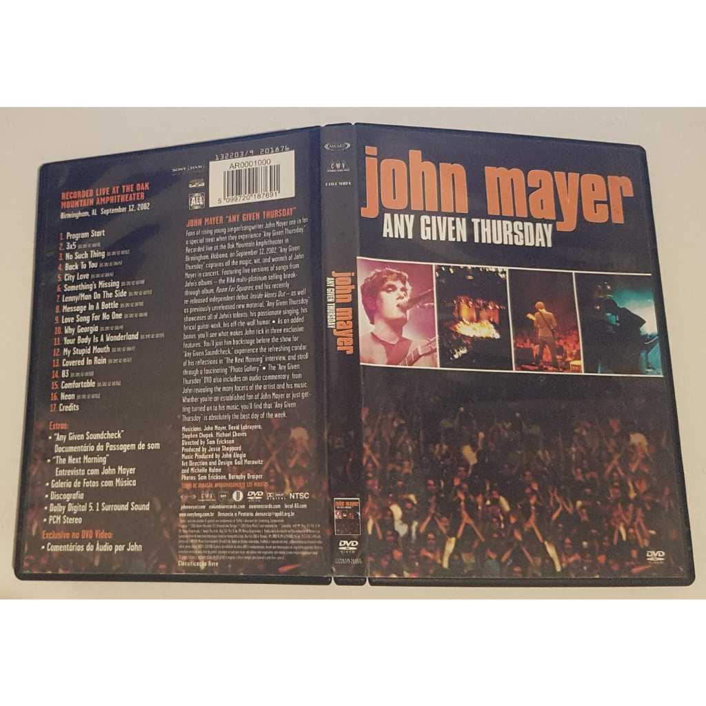 DVD John Mayer Any Given Thursday | Shopee Brasil