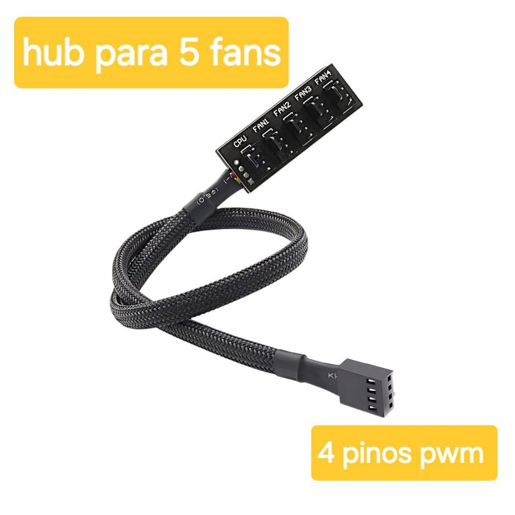 Cabo Hub Multi Fans Splitter PWM 4 e 3 Pinos 5 entradas para fans ...