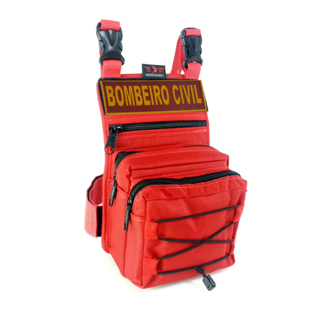 Kit Bombeiro Civill Bornal Fn Com Bolso Duplo Vermelho + Emborrachado ...