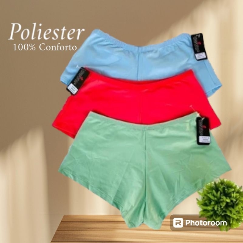 Kit 5 Calcinha Boxer Feminina Cueca Box Shortinho Adulto Shorts Microfibra Lisa | Shopee Brasil