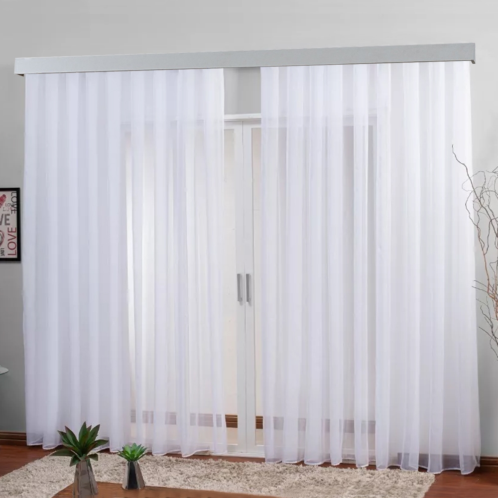 Cortina de Voil Liso para Sala e Quarto 3.00x2.50 Trilho Suiço | Shopee ...