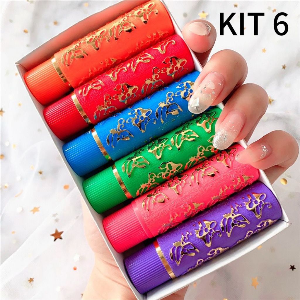 Kit 6 Batom Mágico 24 Horas/ Longa Duração - Coloridos- Verde | Shopee ...