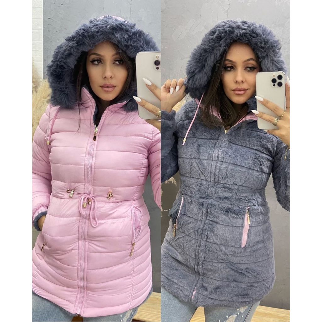 Casaco De Inverno Feminino Grosso Parka Dupla Face Com Capuz Jaket ...