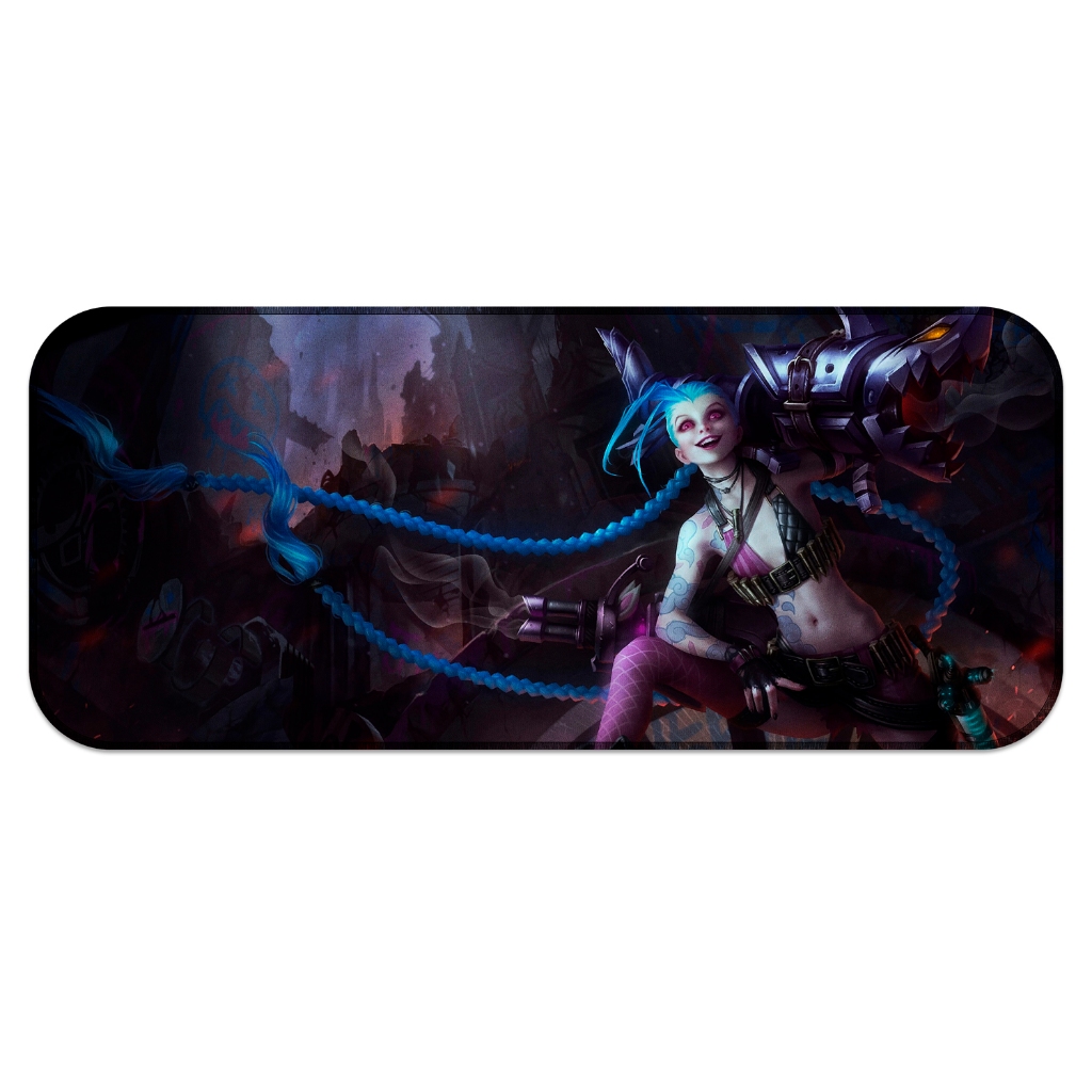 Mouse Pad Gigante Jinx 70 x 30 Borda Costurada League of Legends LOL ...