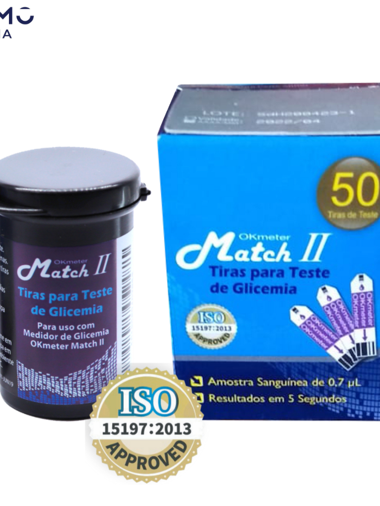 50 Tiras Para Medir Glicose Ok Meter Match Ii Original Novo Glicemia ...