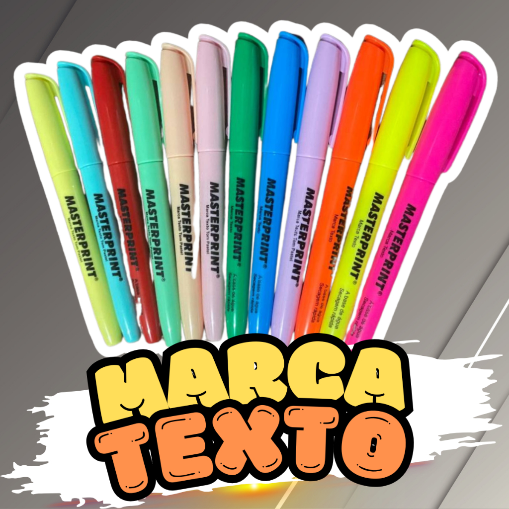 Kit 12 Marca Texto (6Neon + 6 pastel) Cores Vibrantes Masterprint ...