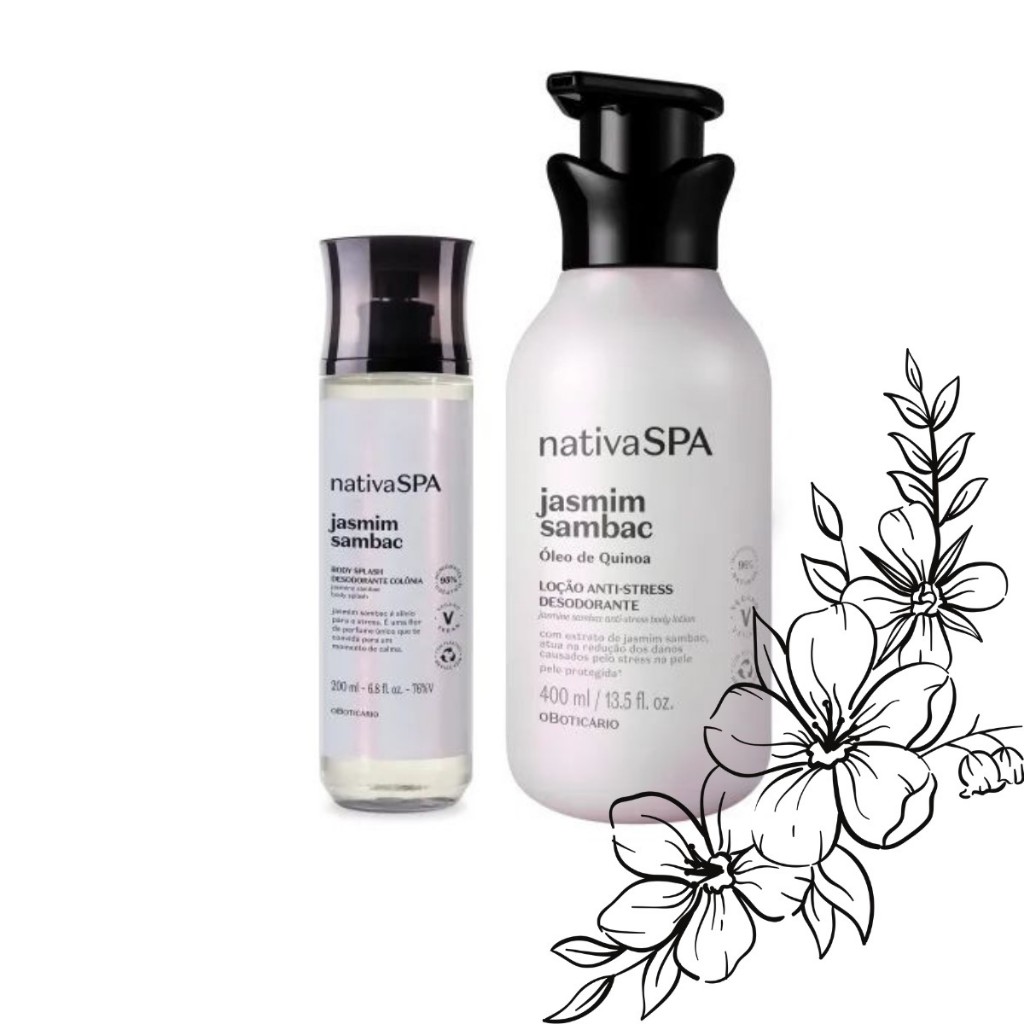 Nativa SPA Jasmim Sambac: Loção Corporal 400ml + Body Splash 200ml ...