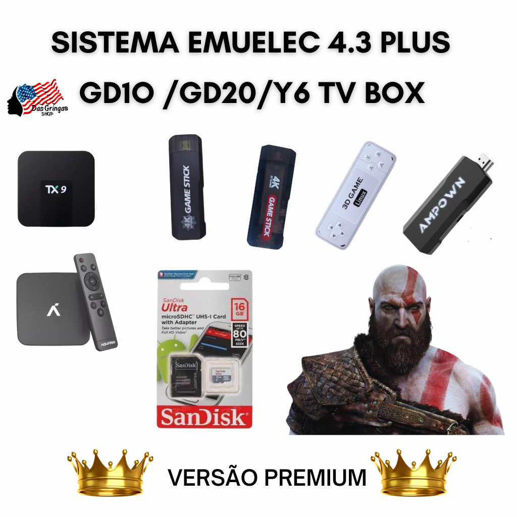 Cartão Com Sistema Completo Emuelec 4.3 PLUS Atualizado 64GB/128GB ...