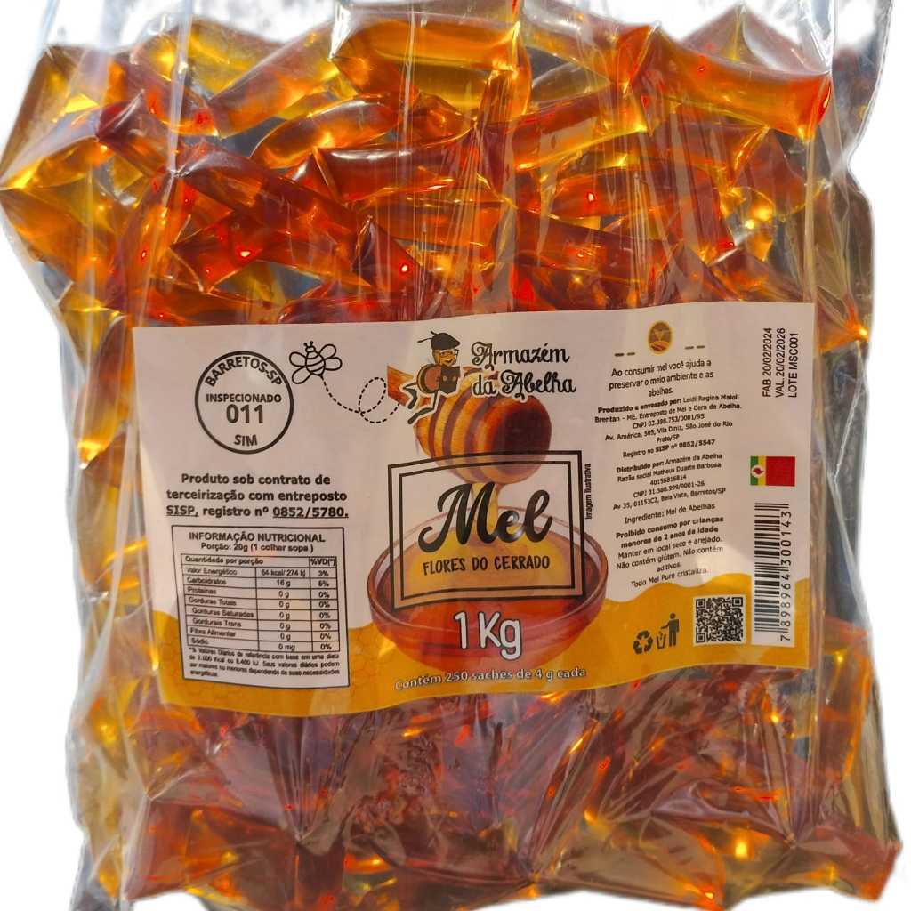Sachê de Mel Puro - 1 kg (250 sachês) | Shopee Brasil