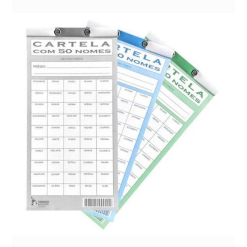 20 CARTELAS DE RIFA 50 NOMES DE MULHER | Shopee Brasil