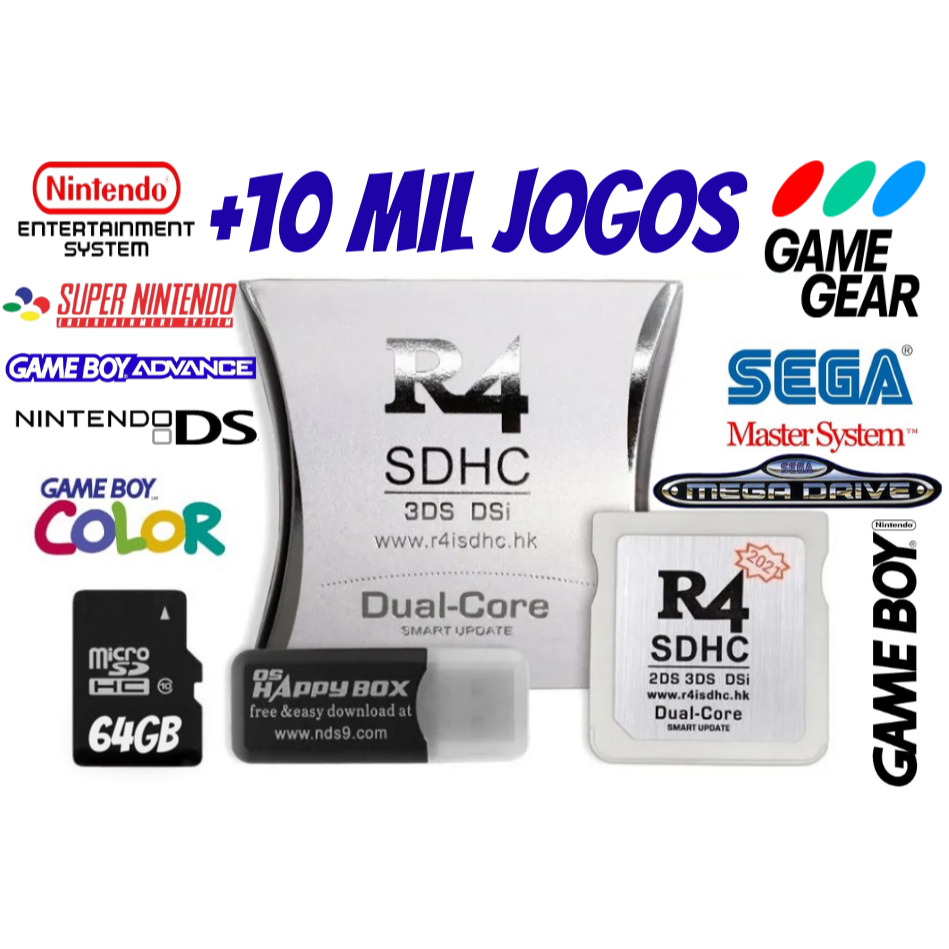 Cartao Cartucho R4 Dual Core 2024 Sd 64gb 10000 Ds 2ds 3ds